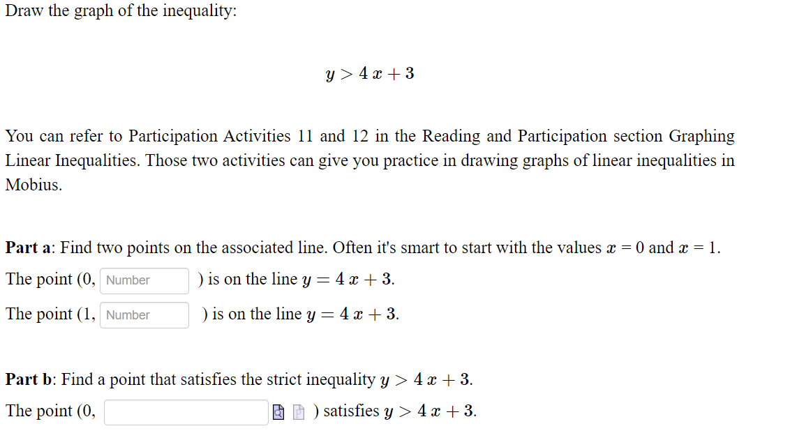 Solved Draw the graph of the inequality: y > 4x + 3 You can | Chegg.com
