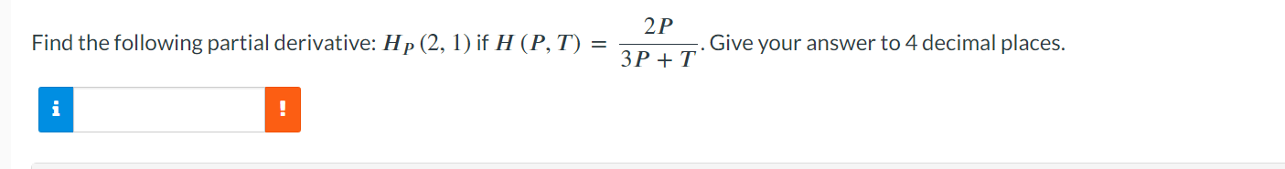 Solved Find the following partial derivative: HP(2,1) ﻿if | Chegg.com