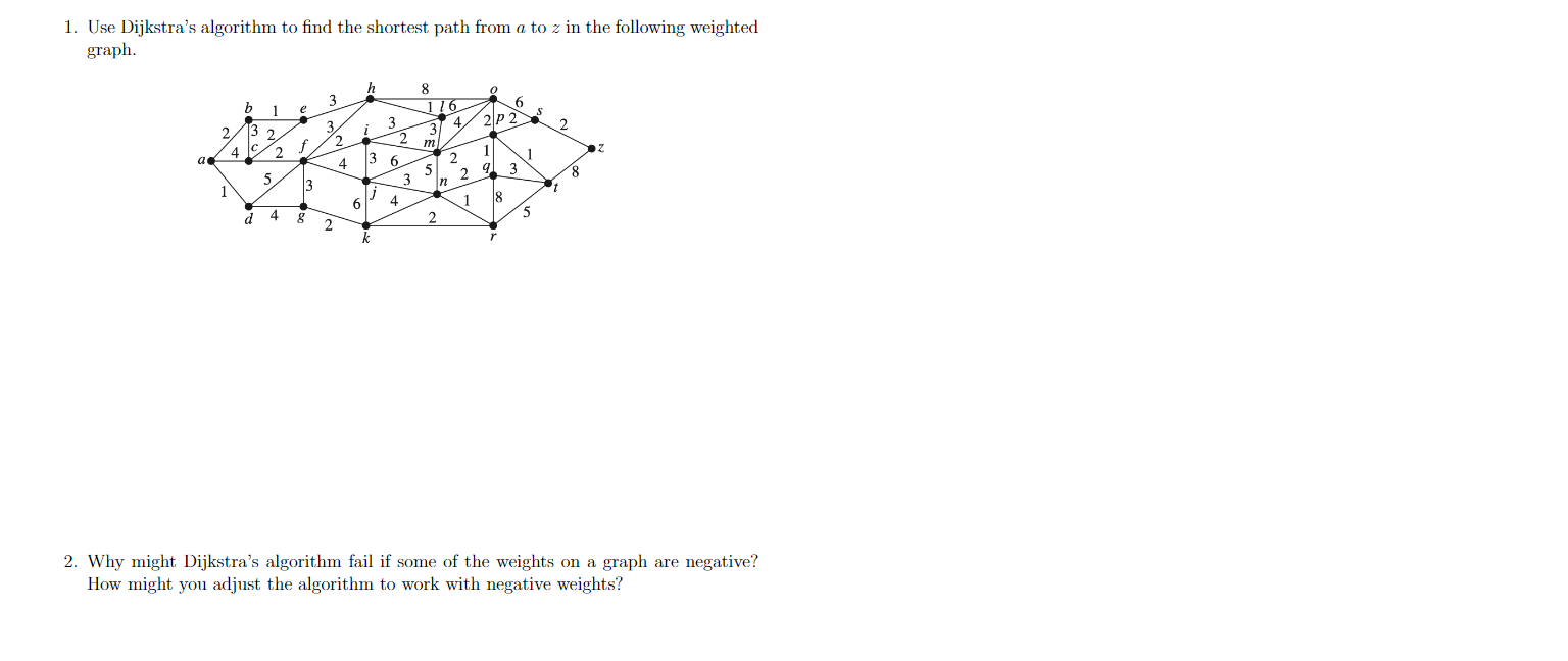 Solved 1. Use Dijkstra's algorithm to find the shortest path | Chegg.com