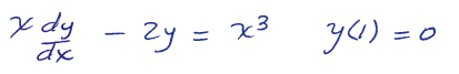 Solved xdxdy−2y=x3y(1)=0 | Chegg.com