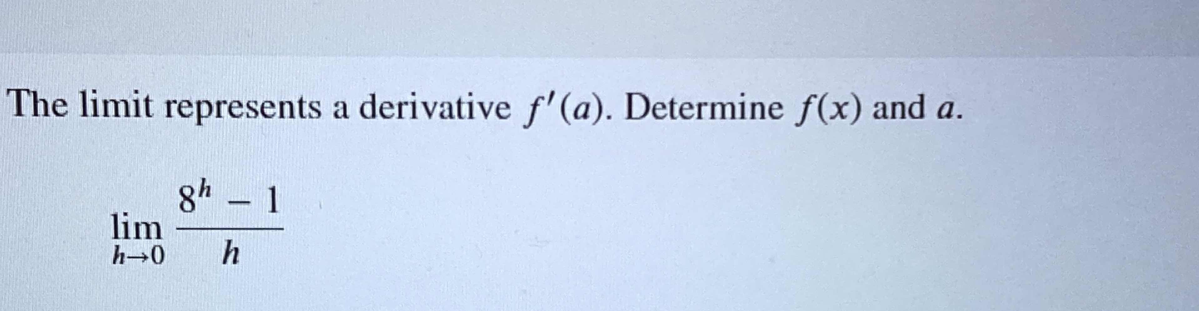 Solved The limit represents a derivative f'(a). ﻿Determine | Chegg.com