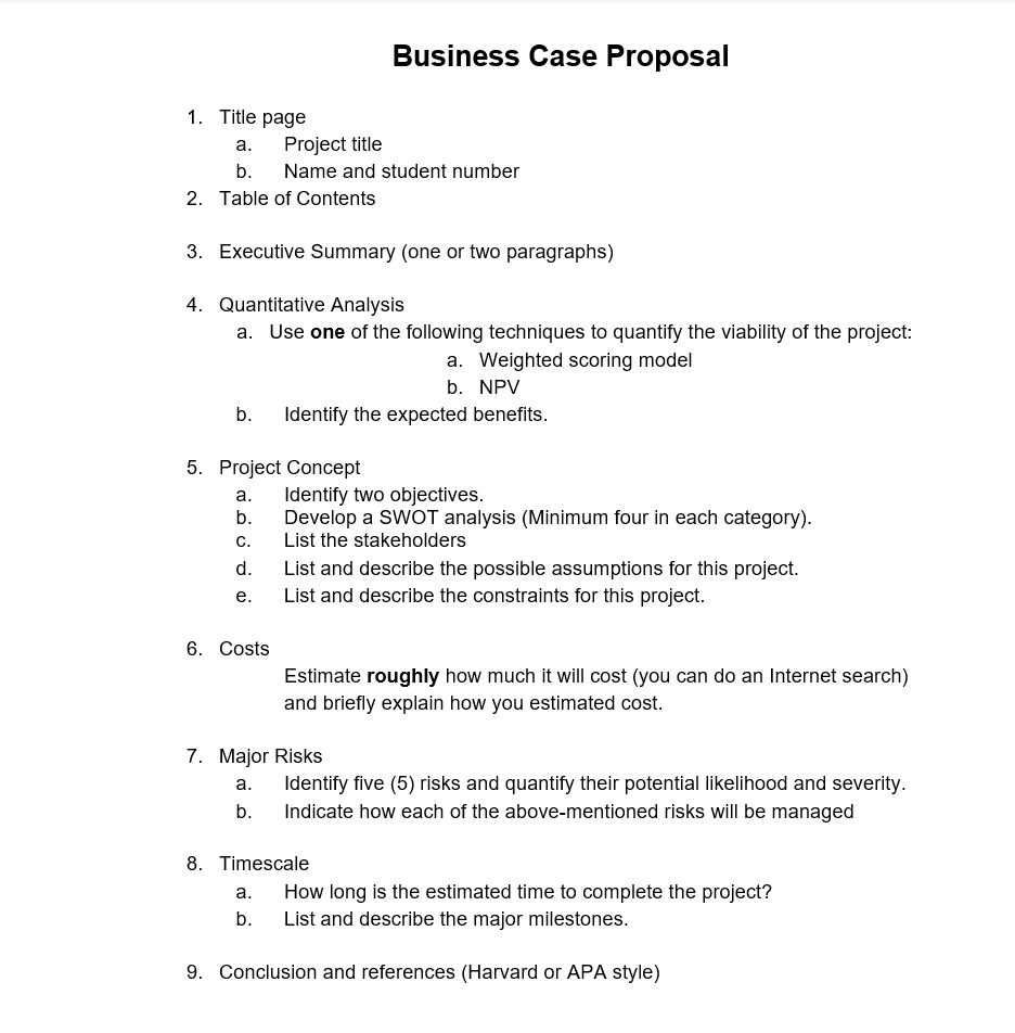 Solved Preparing a Business Case / Project Proposal This | Chegg.com