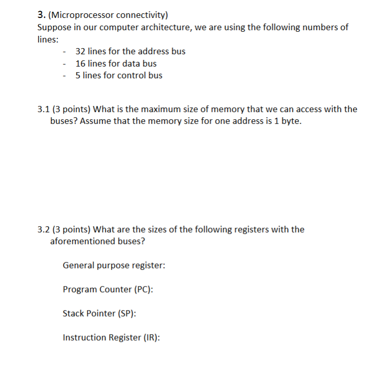 Solved 3. (Microprocessor connectivity) Suppose in our | Chegg.com