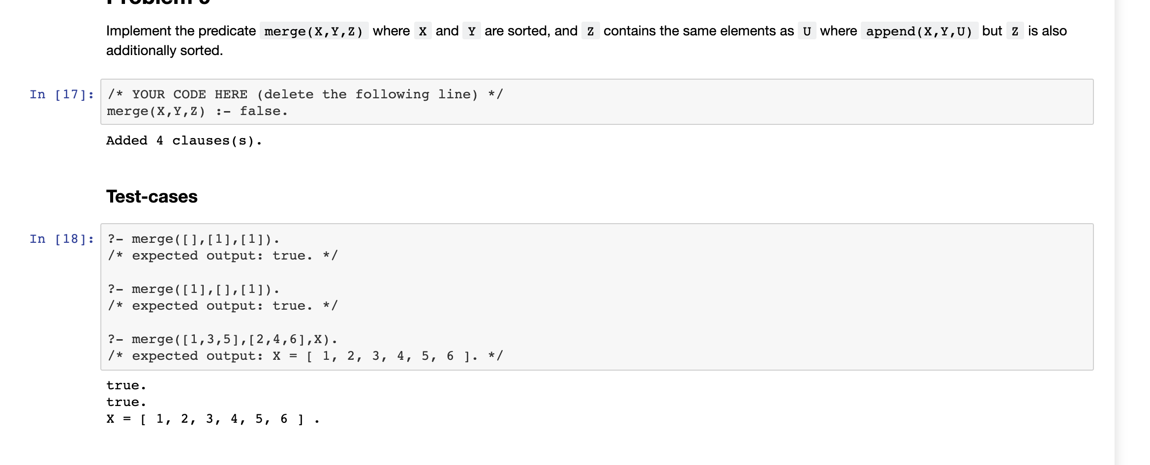 Solved 1 TUNICII Implement the predicate merge (X,Y,Z) where | Chegg.com