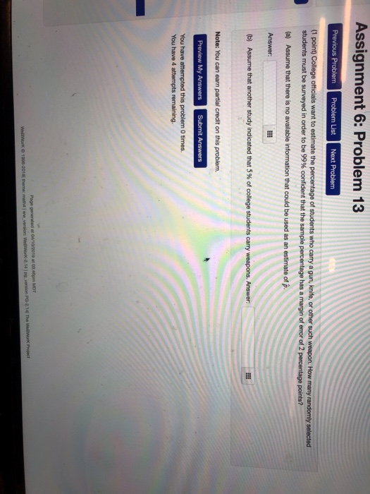 Solved Assignment 6: Problem 13 You have 4 attempts | Chegg.com