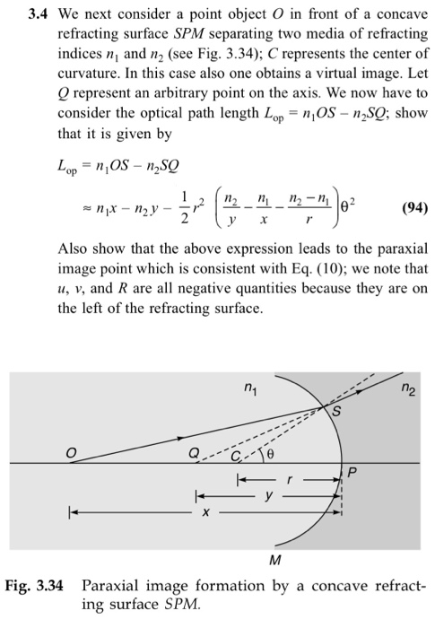 Solved 3.4 We next consider a point object O in front of a | Chegg.com