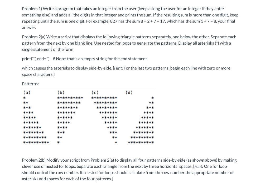 Solved Problem 1) Write a program that takes an integer from | Chegg.com
