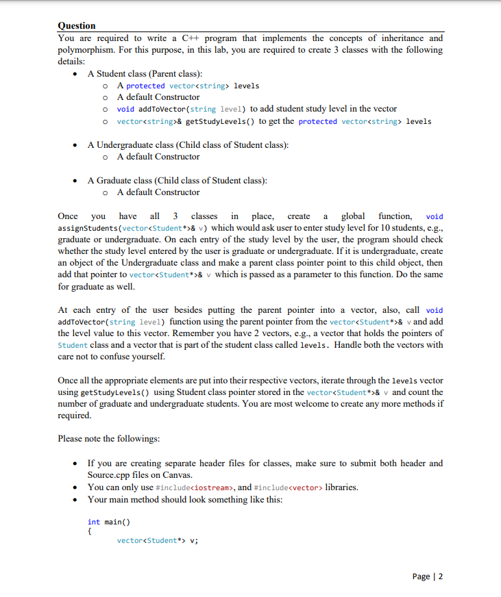 Solved Question You are required to write a C++ program that | Chegg.com
