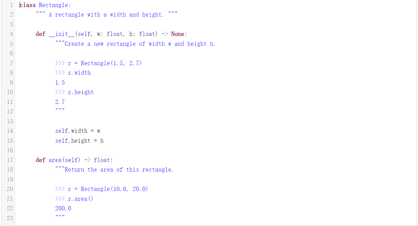 Solved Writing an area method in a Rectangle class Complete | Chegg.com