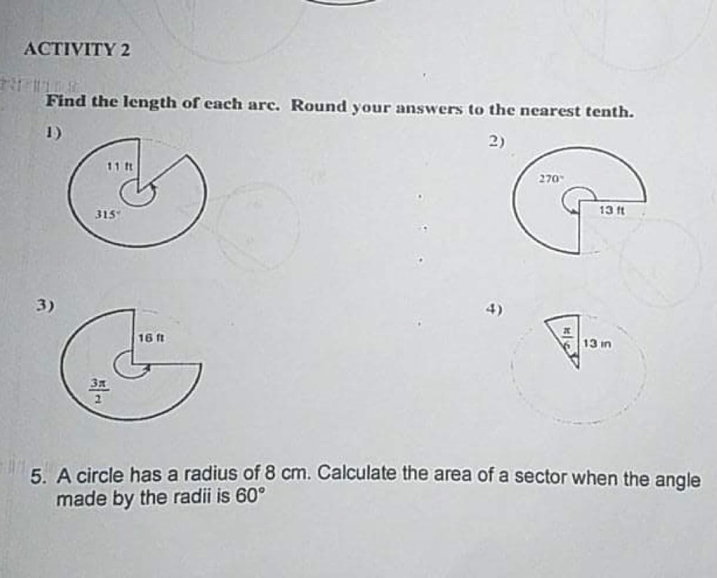 Solved ACTIVITY 2 Find the length of each arc. Round your | Chegg.com
