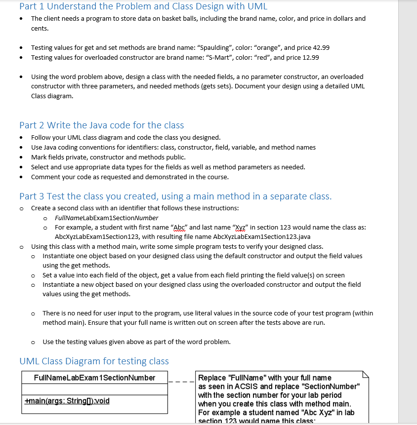 Solved Part 1 Understand the Problem and Class Design with | Chegg.com