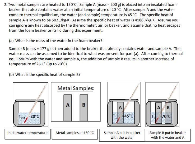Solved 2. Two metal samples are heated to 150°C. Sample A | Chegg.com