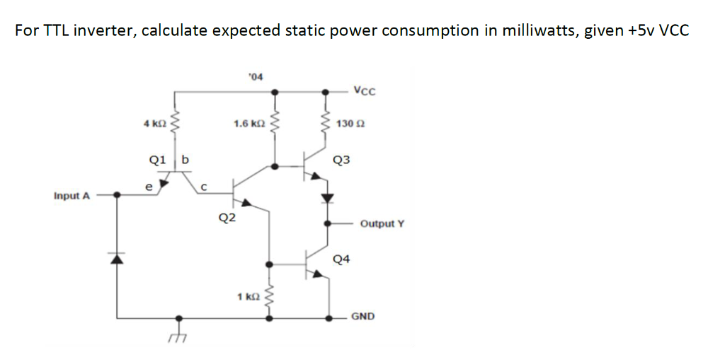 Solved For TTL inverter, calculate expected static power | Chegg.com