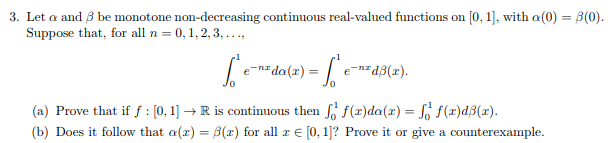 Solved 3. Let a and be monotone non-decreasing continuous | Chegg.com