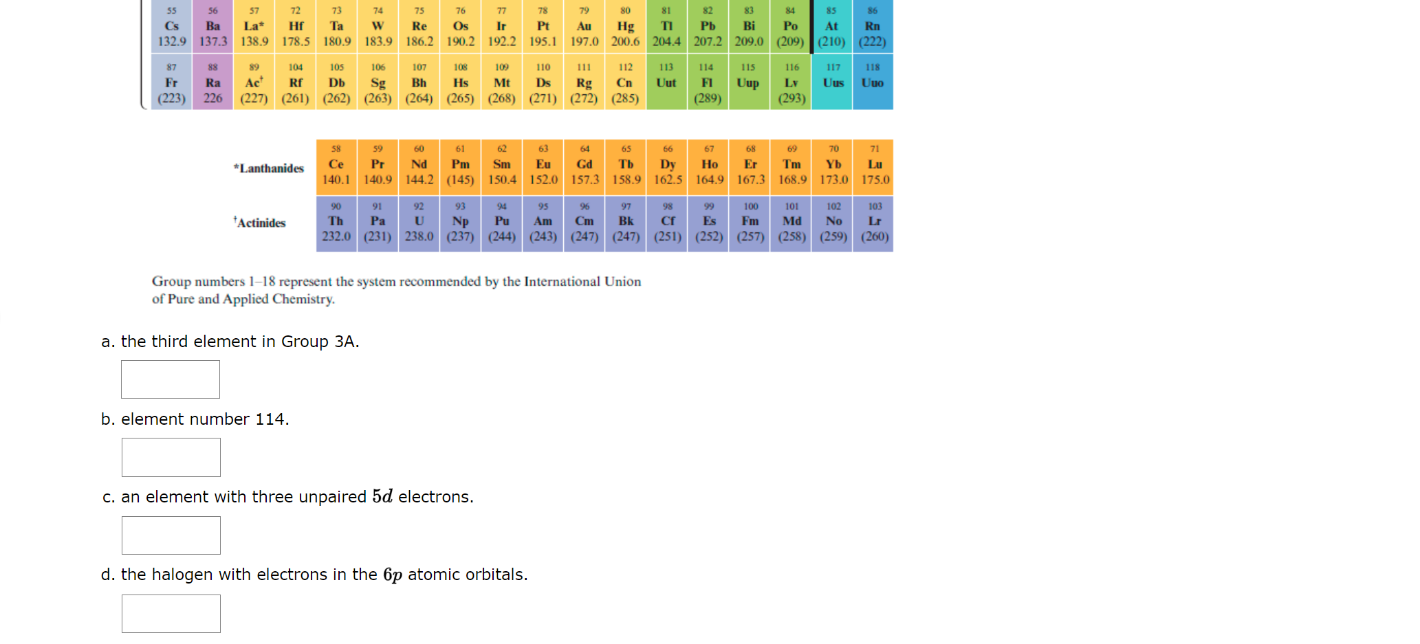 Solved Periodic Table of the Elements Gт0up numbers 1−18 | Chegg.com