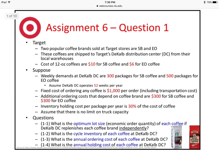 Solved Target - Two popular coffee brands sold at Target | Chegg.com
