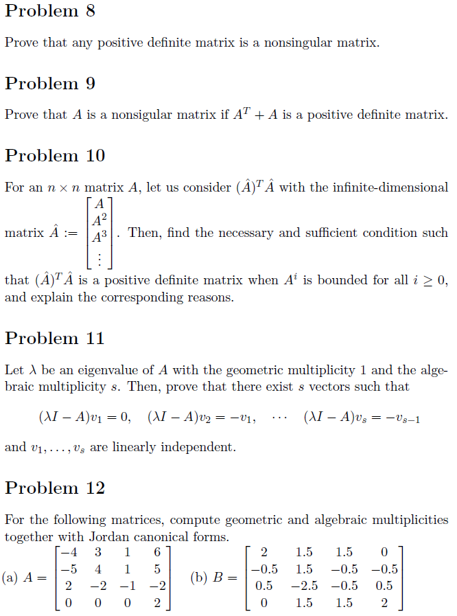 Solved Problem 1 Compute the ranks, determinants, | Chegg.com