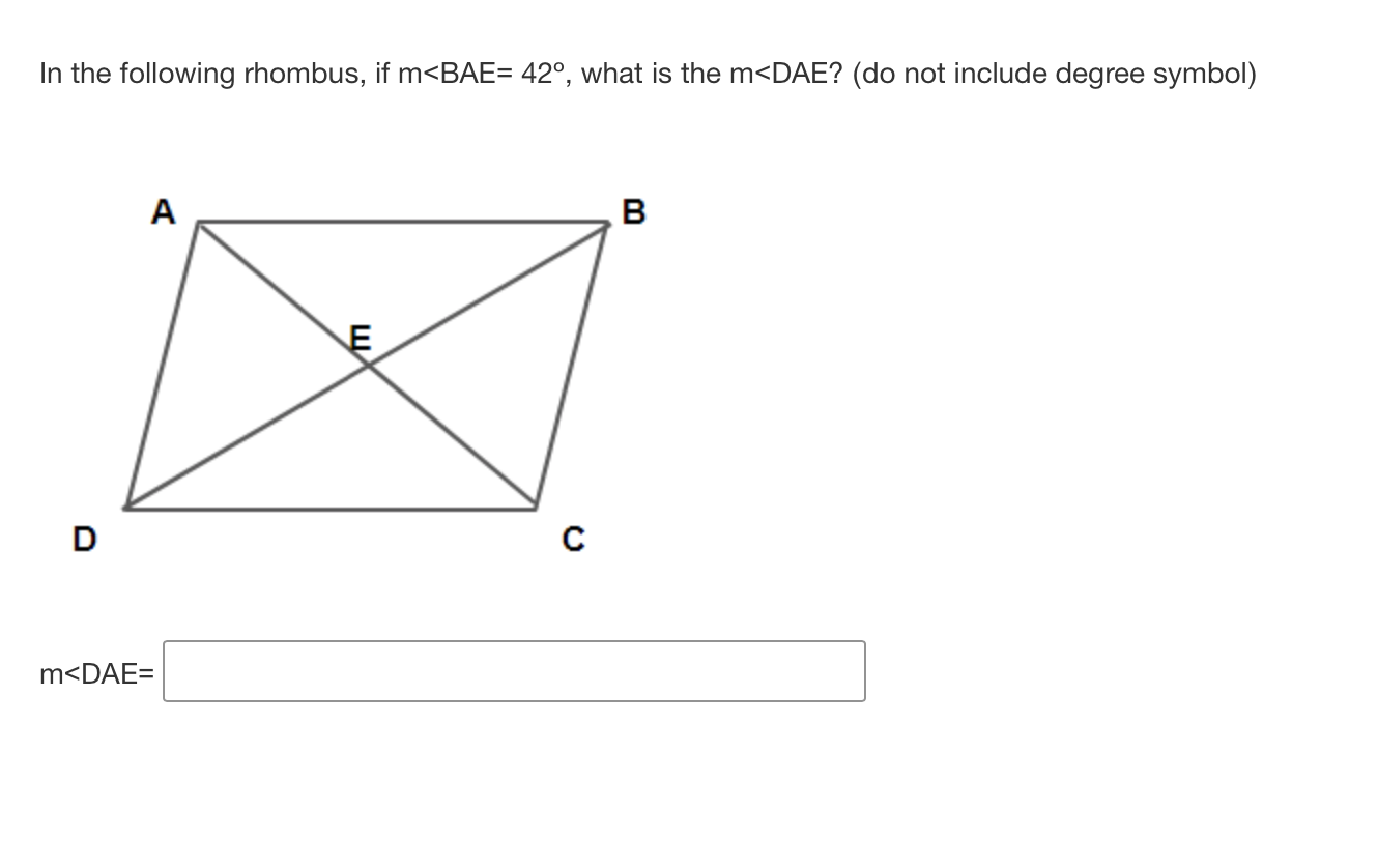 Solved In the following rhombus, if m | Chegg.com