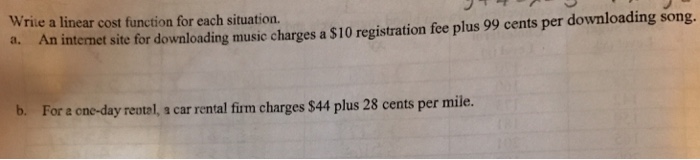 Solved Write a linear cost function for each situation. a. | Chegg.com