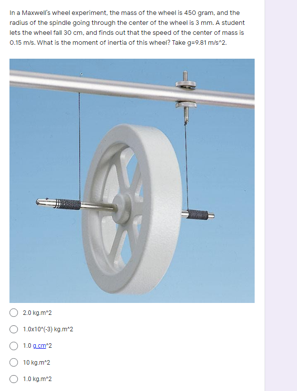 Solved In a Maxwell's wheel experiment, the mass of the | Chegg.com