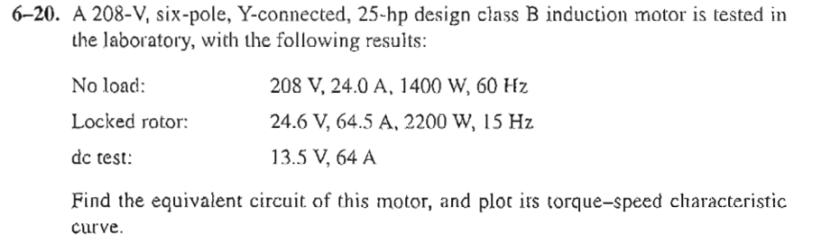 Solved 20. A 208-V, six-pole, Y-connected, 25-hp design | Chegg.com