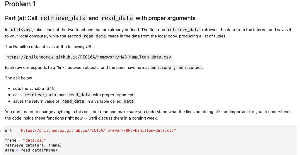 Part (a): Call and with proper arguments In utils. | Chegg.com