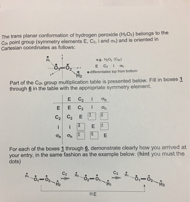 Solved The trans planar conformation of hydrogen peroxide | Chegg.com