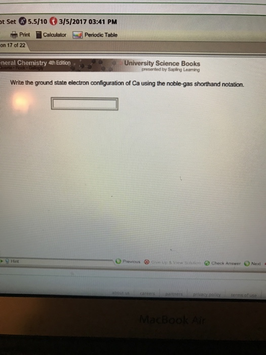 Solved Write The Ground State Electron Configuration Of Ca