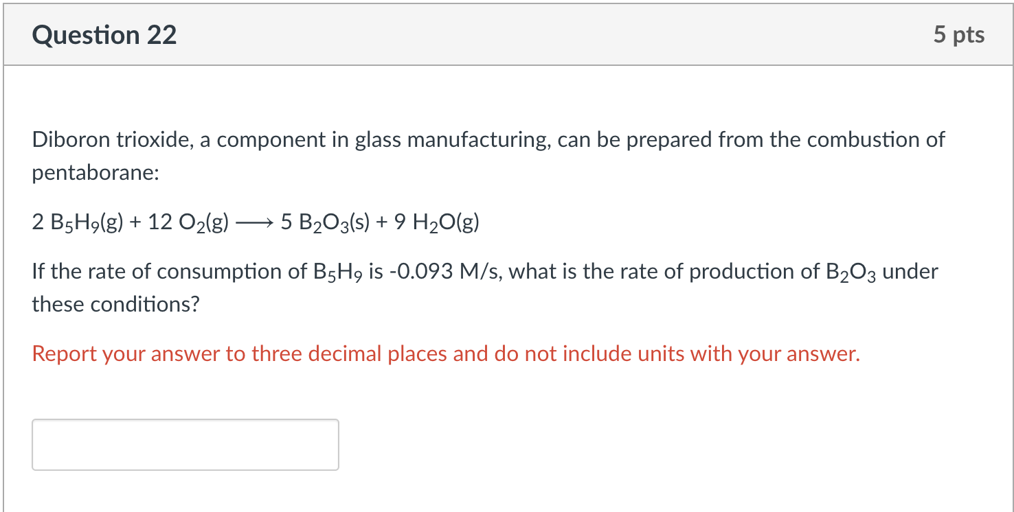 Solved Question 22 5 pts Diboron trioxide, a component in | Chegg.com