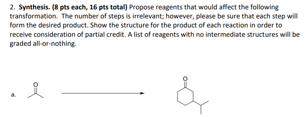Solved 2 Synthesis 8 Pts Each 16 Pts Total Propose