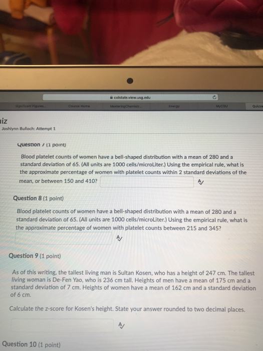 Solved colstate.vew.usg.edu iz Joshlynn Bulloch: Attempt 1 | Chegg.com