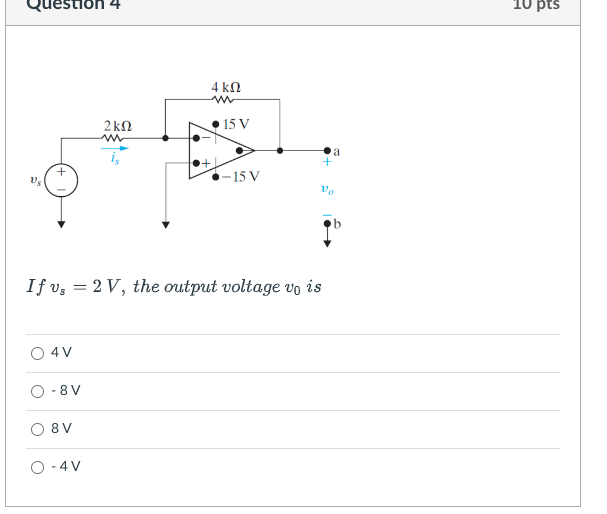 Solved If vs=2 V, the output voltage v0 is | Chegg.com