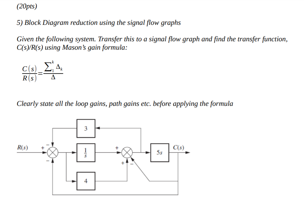 Solved (20pts) 5) Block Diagram reduction using the signal | Chegg.com