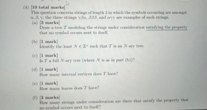 Solved (4) [10 total marks) This question concerns strings | Chegg.com