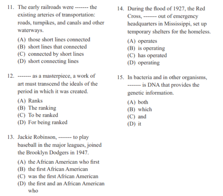 Solved Directions: Questions 1-15 are incomplete sentences. | Chegg.com