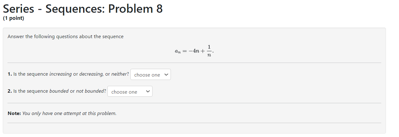 Solved Series - Sequences: Problem 7 (1 point) Find a | Chegg.com