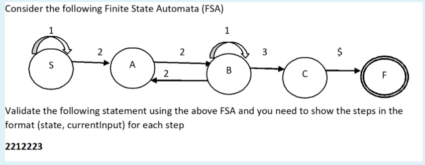 Solved Consider the following Finite State Automata (FSA) 1 | Chegg.com