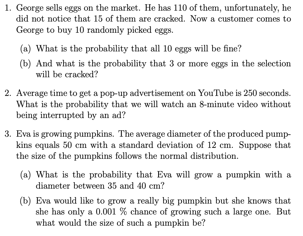 Solved 1. George sells eggs on the market. He has 110 of | Chegg.com