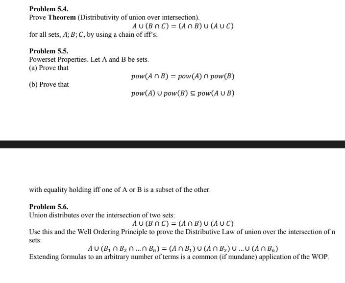 Solved Problem 5.4. Prove Theorem (Distributivity of union | Chegg.com