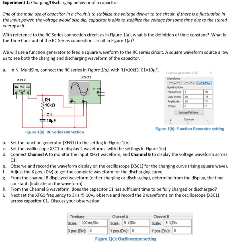 Solved Experiment 1: Charging/Discharging behavior of a | Chegg.com