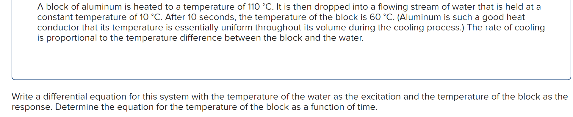 Solved 1) The equation for the temperature of the block as a | Chegg.com
