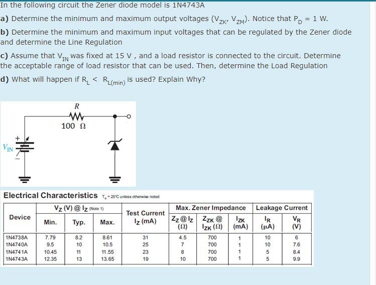 Solved In the following circuit the Zener diode model is | Chegg.com