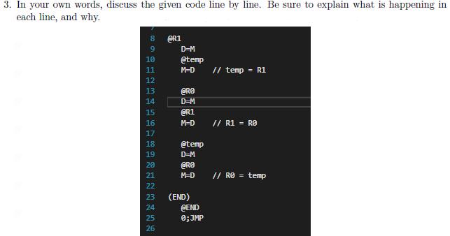Solved 3. In your own words, discuss the given code line by | Chegg.com