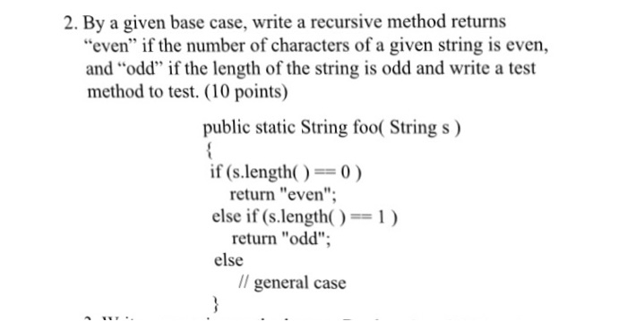Solved 2. By a given base case, write a recursive method | Chegg.com