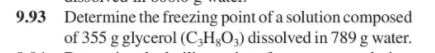 Solved 9.93 Determine the freezing point of a solution | Chegg.com