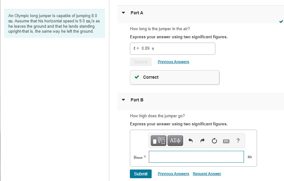 Solved Part A An Olympic long jumper is capable of jumping | Chegg.com