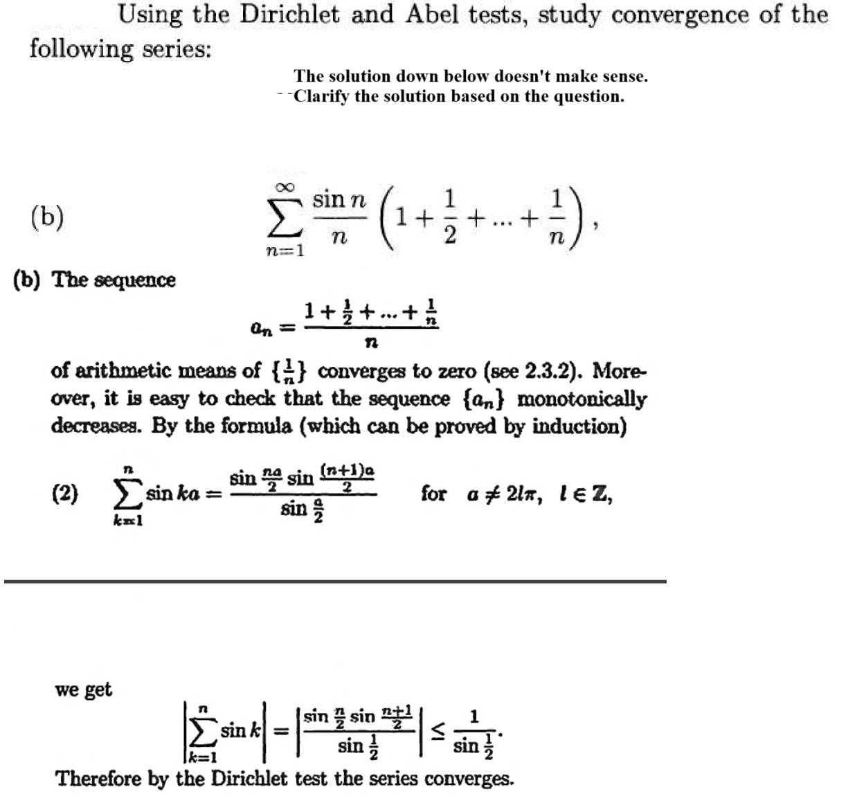 Solved Using the Dirichlet and Abel tests, study convergence | Chegg.com