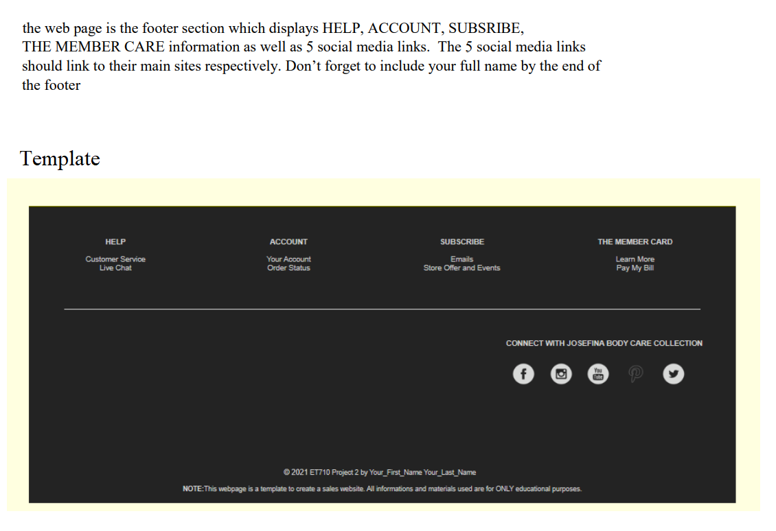 Solved Please use HTML and external CSS only. Please follow | Chegg.com