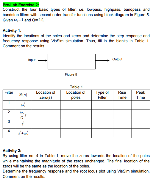Construct the four basic types of filter, i.e. | Chegg.com Construct the four basic types of filter, i.e. | Chegg.com