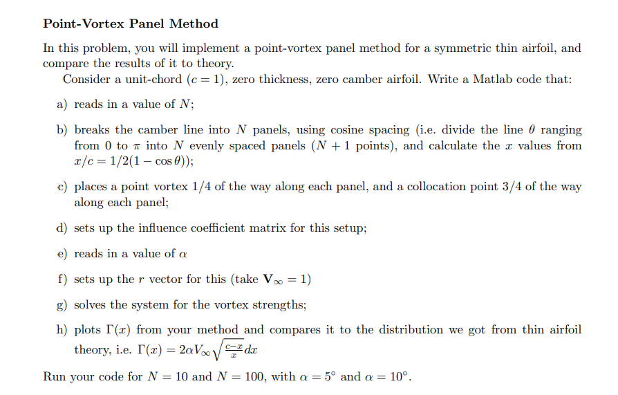 Point-Vortex Panel Method In this problem, you will | Chegg.com